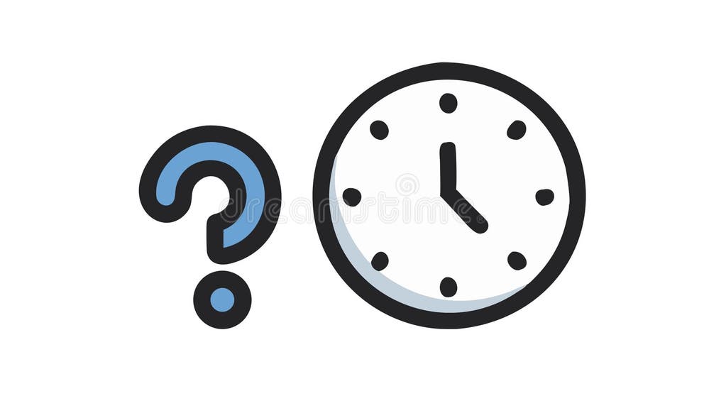 Question Mark and Clock Icon Pending Time Unknown Schedule, Vector ...