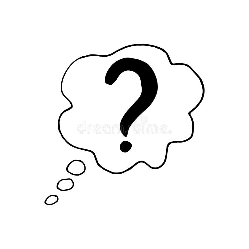Question Mark in a Cloud Icon. Sketch Hand Drawn Doodle Style. Vector ...