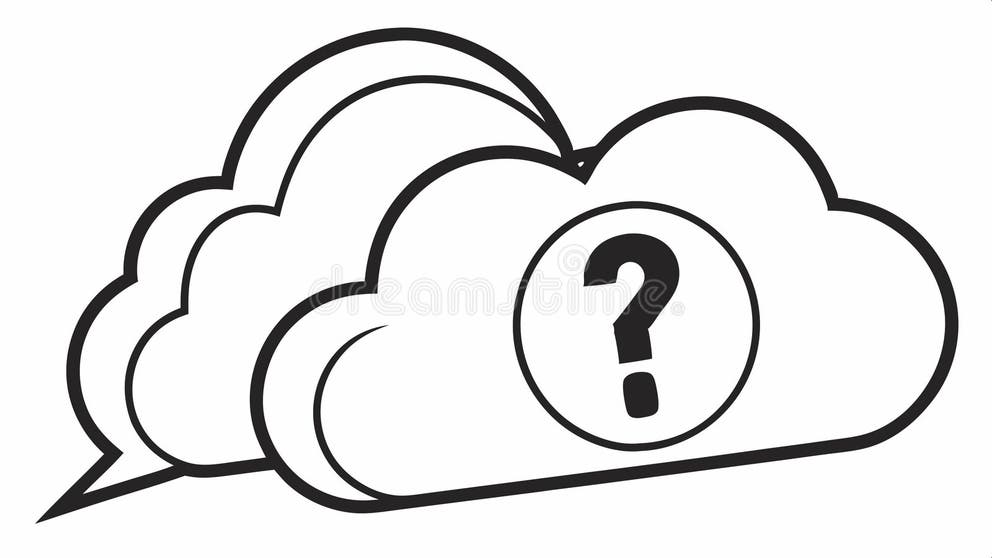 Question Mark Cloud Vector. Inquiry and Help Icon for FAQs and Support ...