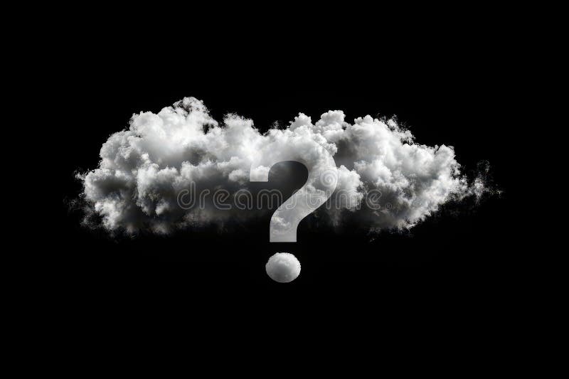 Question Mark from the Clouds on Isolated Black Background. Stock ...