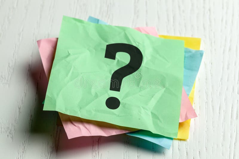 Question Mark on Colored Office Note Paper Stock Image - Image of blue ...