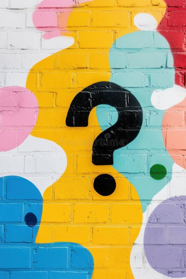 Question Mark on Colorful Geometric Urban Wall Graffiti Background ...