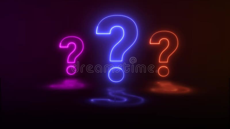 Question Mark Colorful Neon Glow Animation with Reflection Stock Video ...