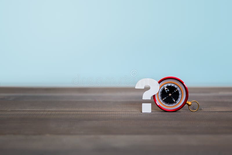 Question Mark with Compass on Wood Table , Problem Concept Stock Image ...