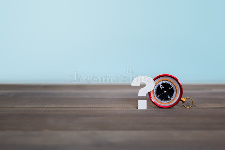 Question Mark with Compass on Wood Table , Problem Concept Stock Image ...