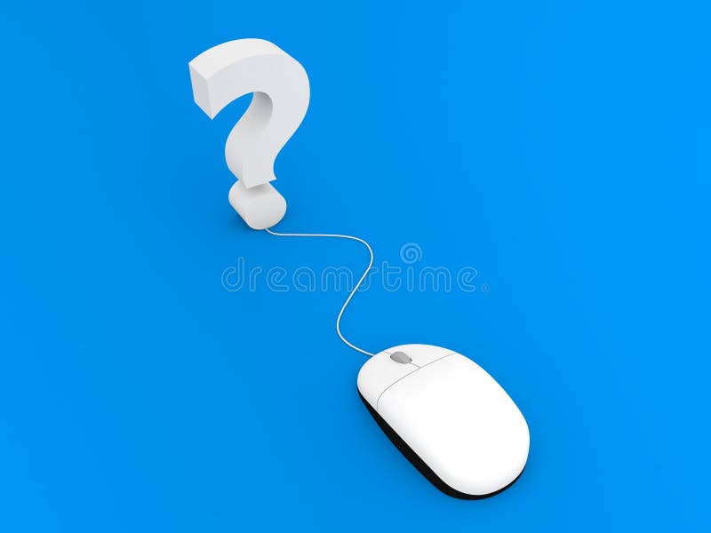Question Mark and Computer Mouse on a Yellow Background. Stock ...