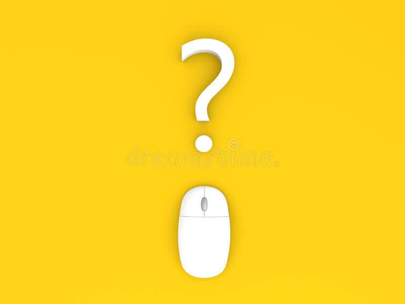 Question Mark and Computer Mouse on a Yellow Background. Stock ...