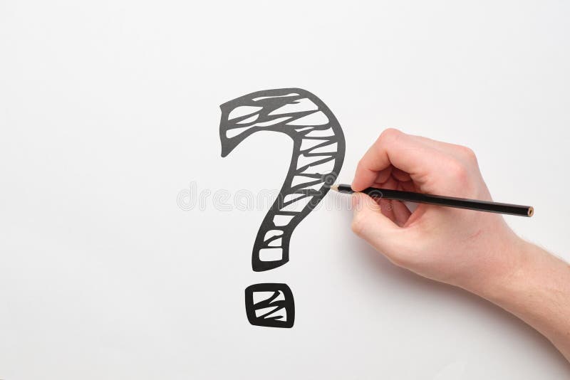 Question Mark Concept or FAQ. Person Draws a Sign with a Pencil Stock ...