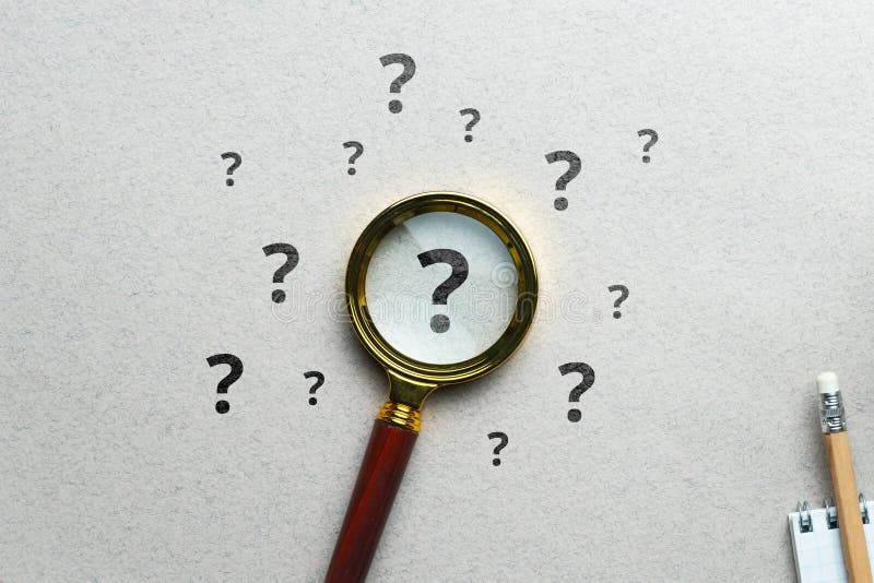 Question Mark Concept or FAQ. Sign Under Magnifying Glass Stock Image ...