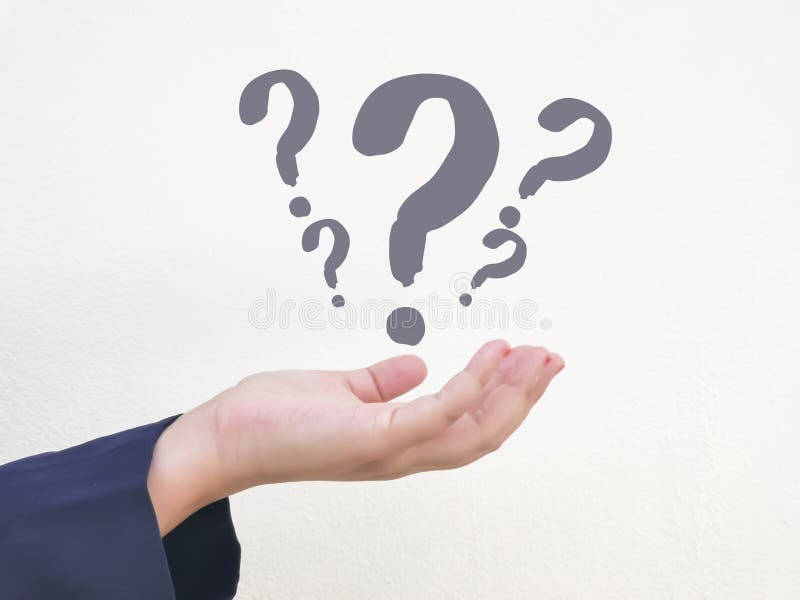 Question Mark Concept. Hand with Question Mark Symbols Stock Photo ...