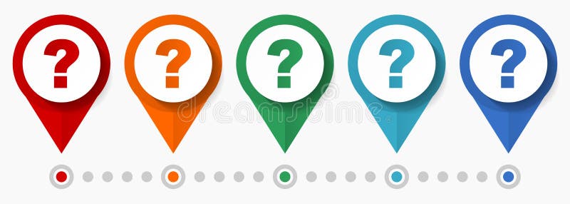 Question Mark Concept Vector Icon Set, Flat Design Pointers ...