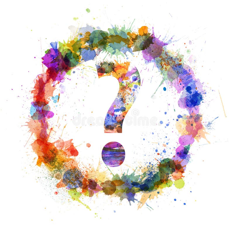 Question Mark Concept, Watercolor Splashes As a Sign Stock Illustration ...