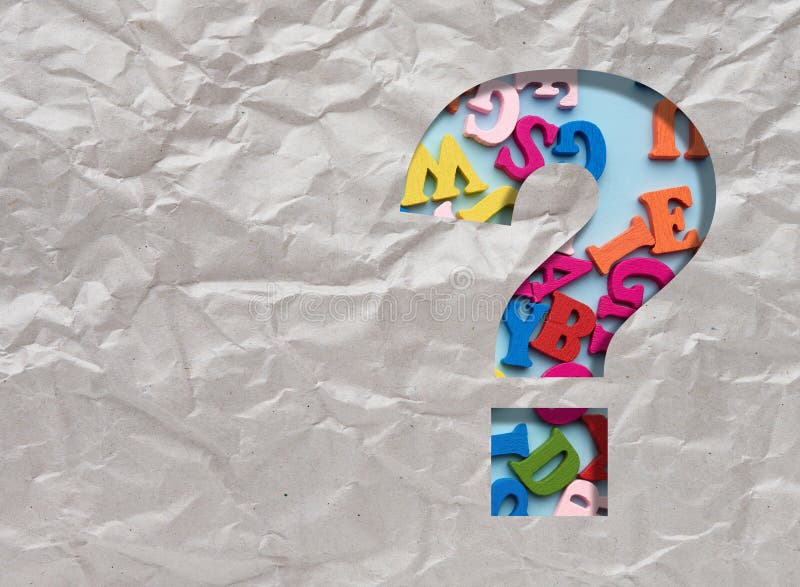 Question Mark on Crumpled Gray Paper, Wooden Letters Inside Stock Image ...