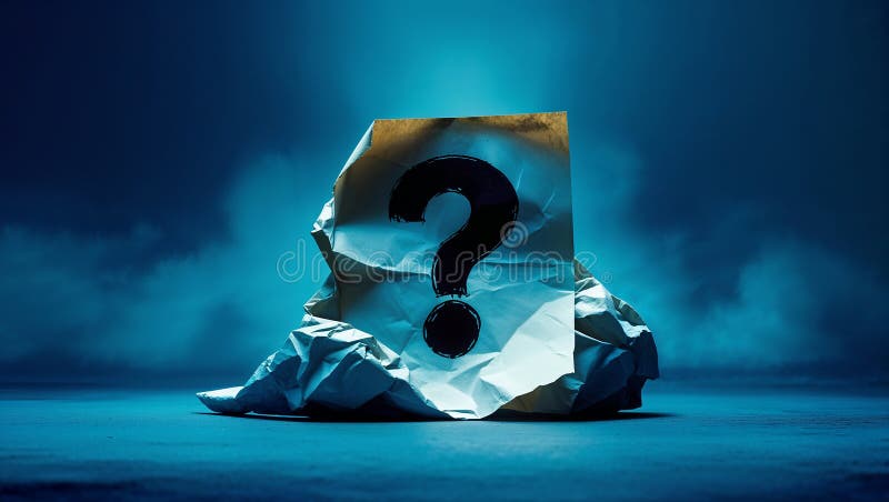 Question Mark on Crumpled Paper Under Dramatic Lighting Stock ...