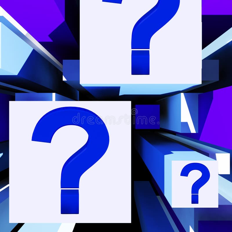 Question Mark on Cubes Shows Uncertainty Stock Illustration ...