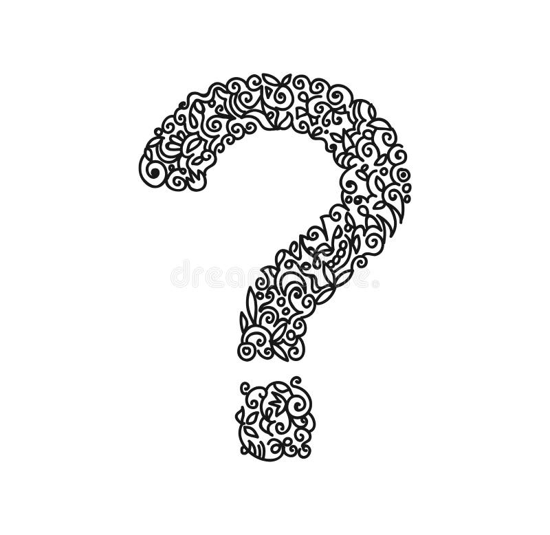 Question Mark Curls Monochrome Contour Drawing Stock Vector ...