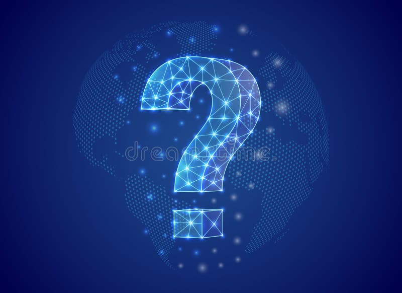Question Mark 3d Low Poly Symbol with Blue World Map Background. Help ...