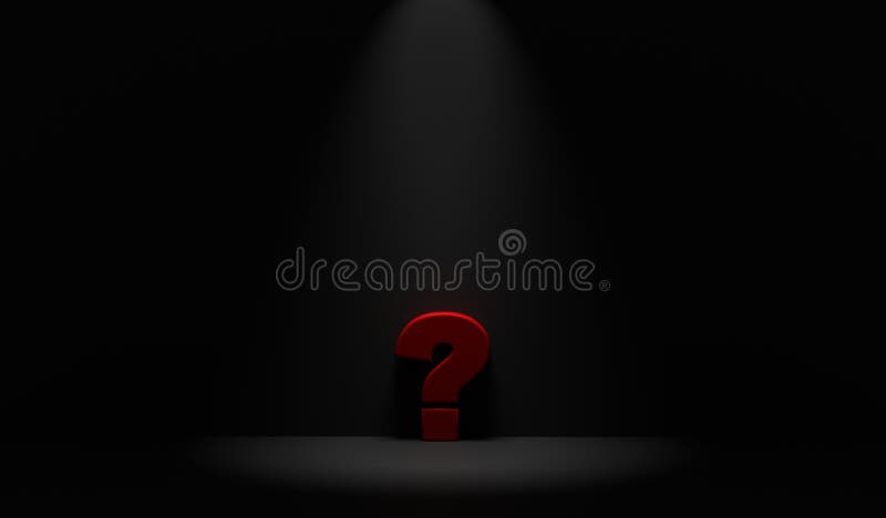 Question Mark in Dark Room 3d Render Stock Illustration - Illustration ...
