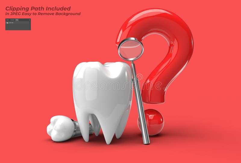 Question Mark with Dental Implants Surgery Concept 3D Rendering Pen ...