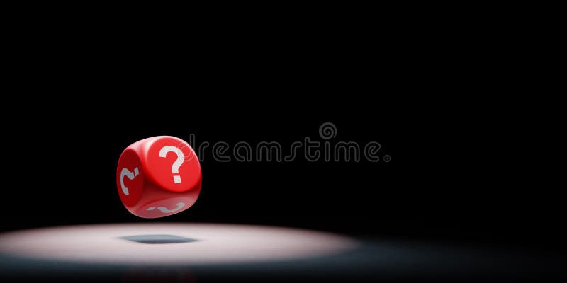 Question Mark Dice Spotlighted on Black Background Stock Illustration ...