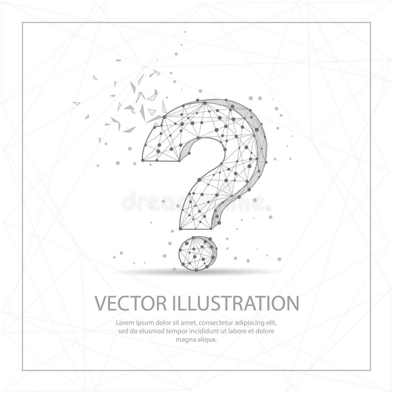 Question Mark Digitally Drawn Low Poly Wire Frame on White Background ...