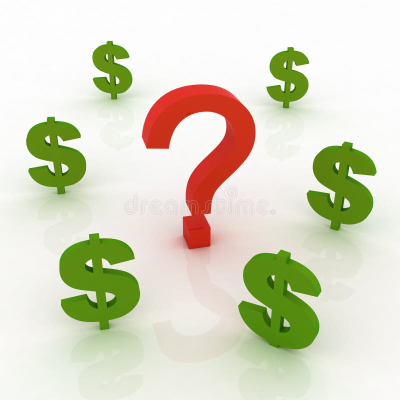 Question Mark and Dollar Signs Stock Illustration - Illustration of ...