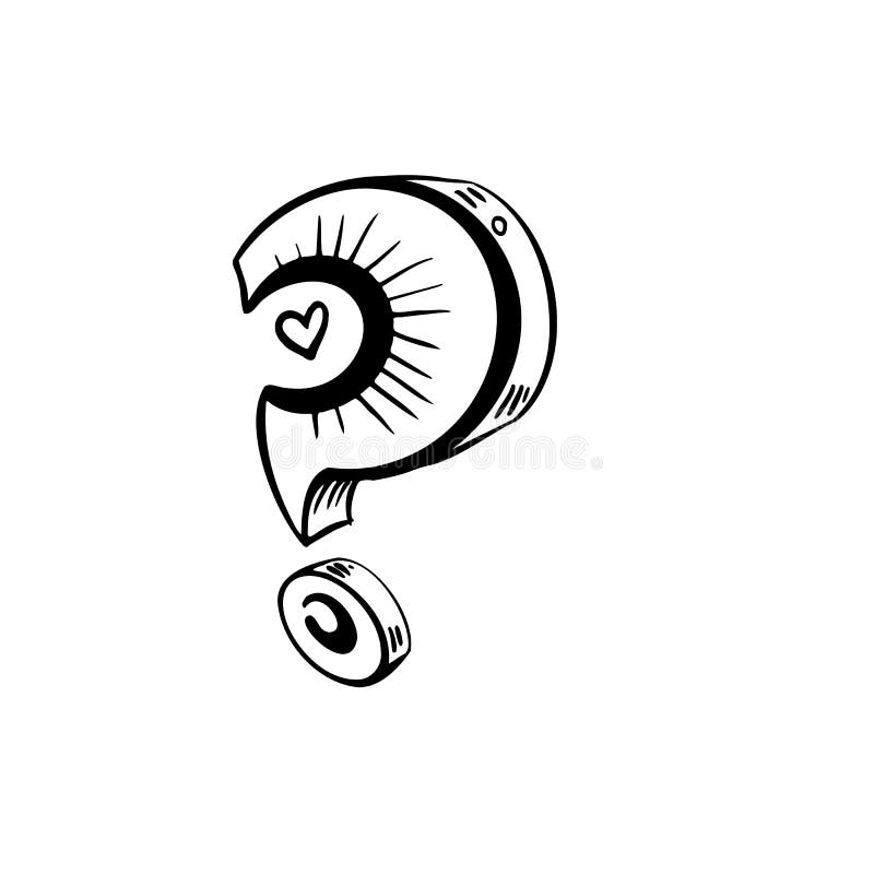 Question Mark Drawing, Line, Pattern Vector Illustration Hand Drawn ...