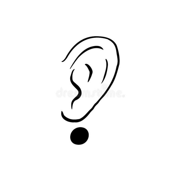 Question Mark Drawing, Ear, Earring Vector Illustration Hand Drawn ...