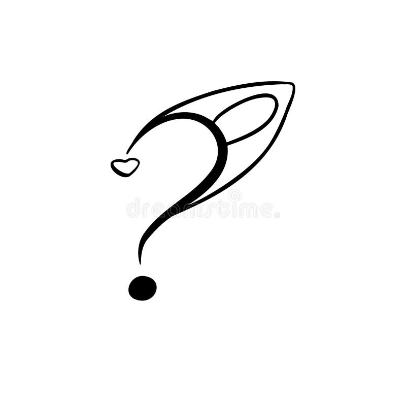 Question Mark Drawing, Ear, Earring Vector Illustration Hand Drawn ...