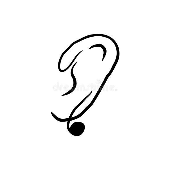 Question Mark Drawing, Ear, Earring Vector Illustration Hand Drawn ...