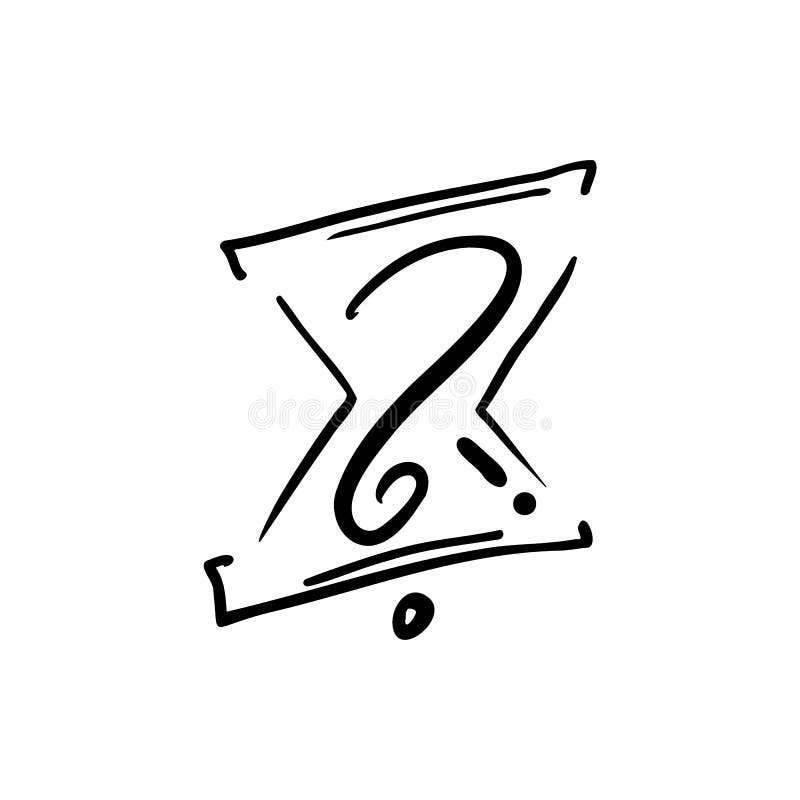 Question Mark Drawing, Hourglass, Time Vector Illustration Hand Drawn ...