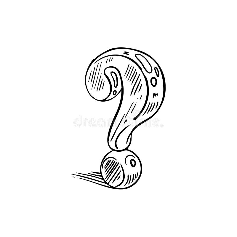 Question Mark Drawing, Shadow, 3d Vector Illustration Hand Drawn Stock ...