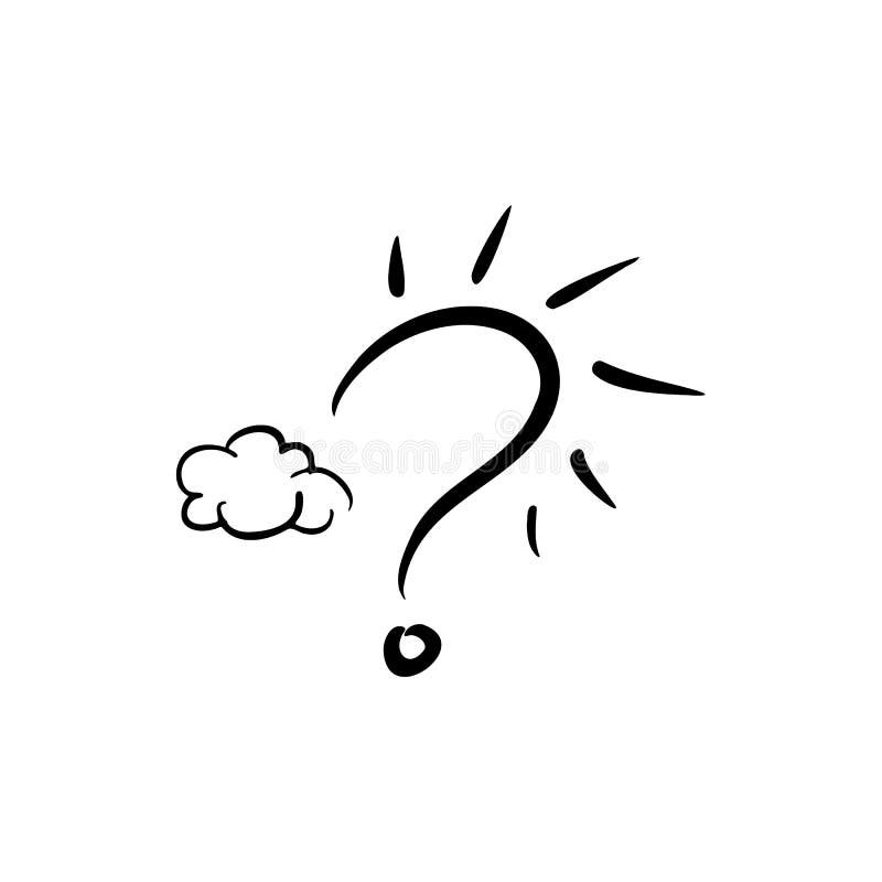 Question Mark Drawing, Sun, Cloud Vector Illustration Hand Drawn Stock ...