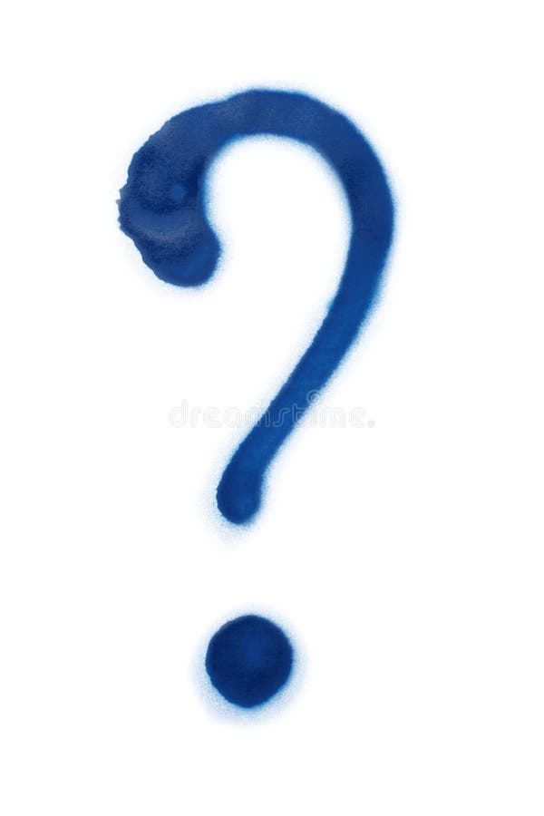 Question Mark Drawn by Blue Spray Paint on White Background Stock Image ...