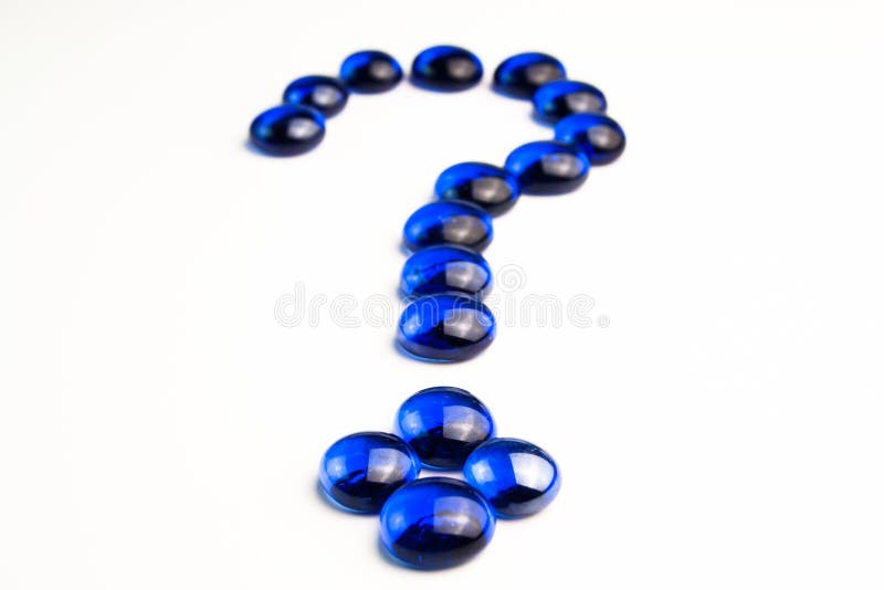 Question Mark Drawn with Blue Stones Stock Photo - Image of white ...