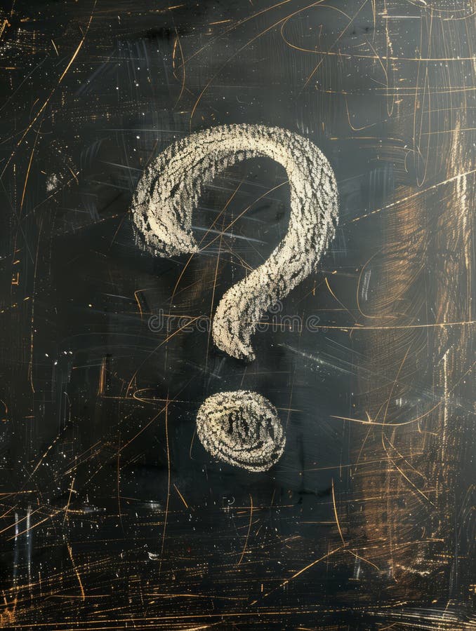 Question Mark Drawn with Chalk on a Scratched Blackboard. Stock Photo ...