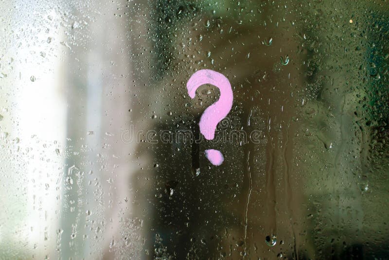 Question Mark Symbol on Misty Mirror with Water Droplets Stock Photo ...