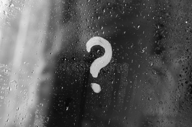 Question Mark Symbol On Misty Mirror With Water Droplets Stock Image ...