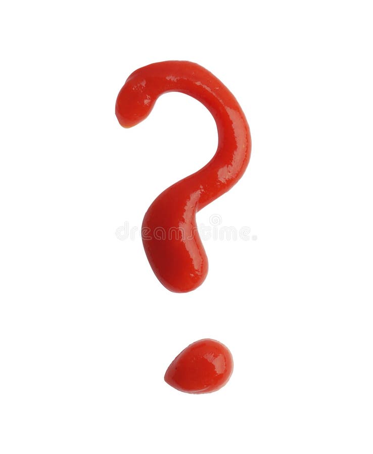 Question Mark Drawn by Ketchup on White Background Stock Photo - Image ...