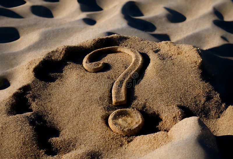 A Question Mark Drawn in the Sand at the Beach Stock Illustration ...