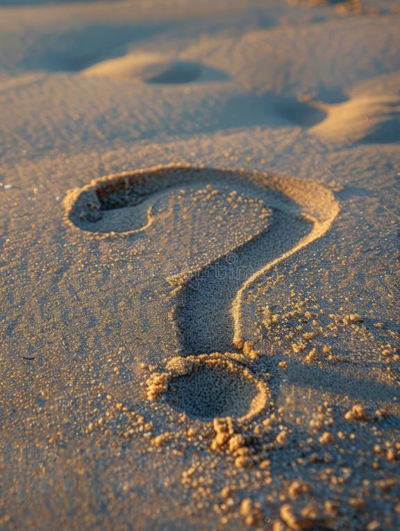 A Question Mark Drawn in the Sand on a Beach Stock Image - Image of ...
