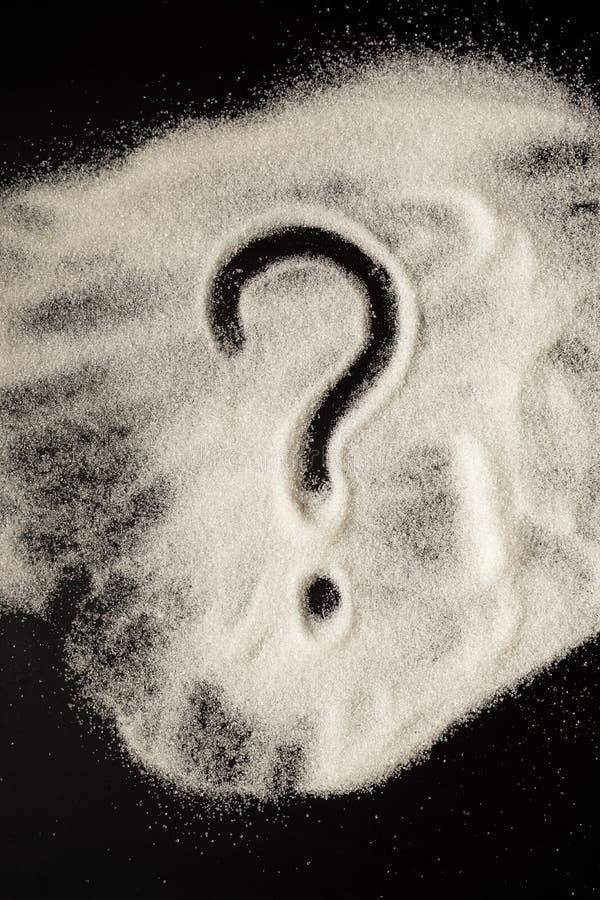 Question Mark Drawn by Sugar on a Black Table Stock Photo - Image of ...