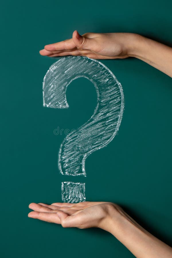 The Question Mark is Drawn in White Chalk on a Green Chalkboard. Cool ...