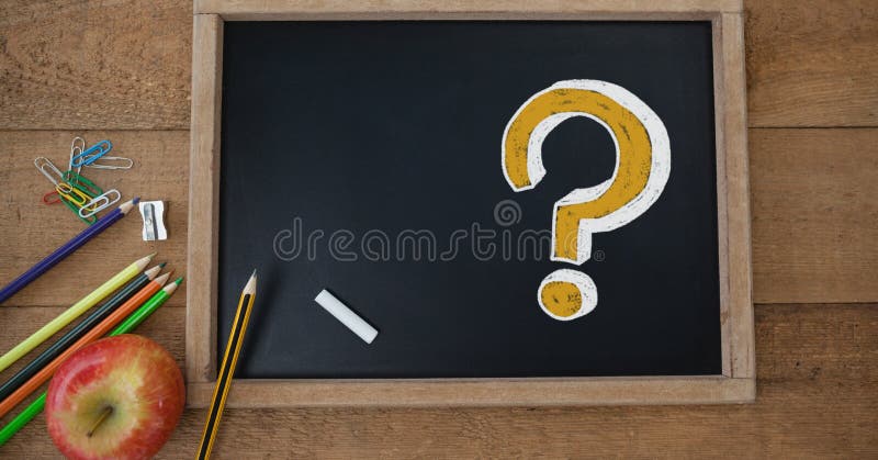 Question Mark on Education Blackboard Stock Photo - Image of sharpener ...