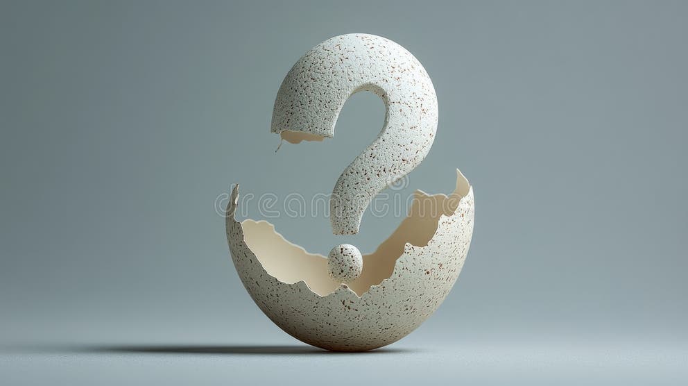 Question Mark Emerging from a Cracked Egg. Stock Photo - Image of ...