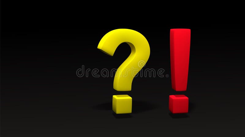 Question Mark and Exclamation Mark. 3D with Perspective. Created Mesh ...
