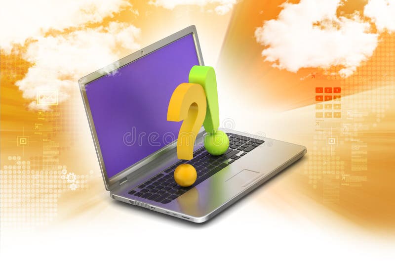 Question Mark with Exclamation Mark with Laptop Stock Photo - Image of design, collaboration ...