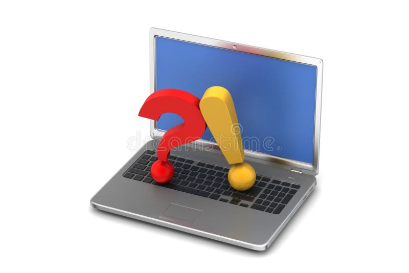 Question Mark with Exclamation Mark with Laptop Stock Illustration ...