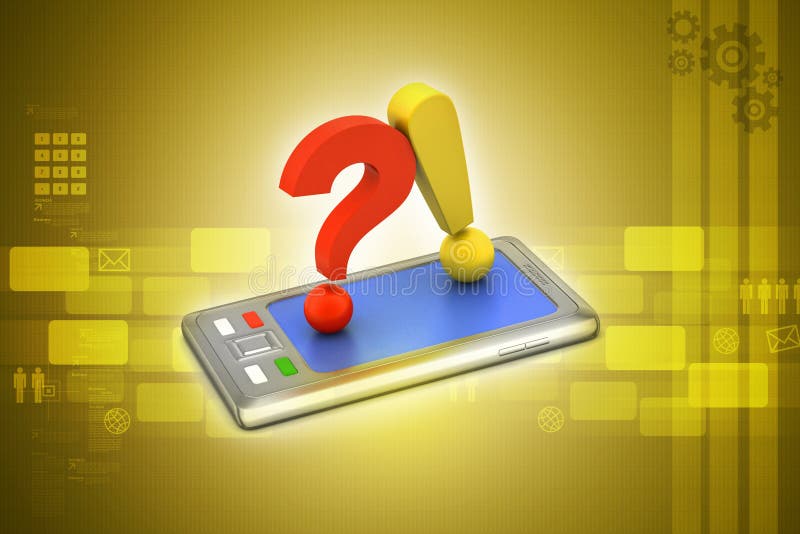 Question Mark with Exclamation Mark with Smart Phone Stock Illustration ...