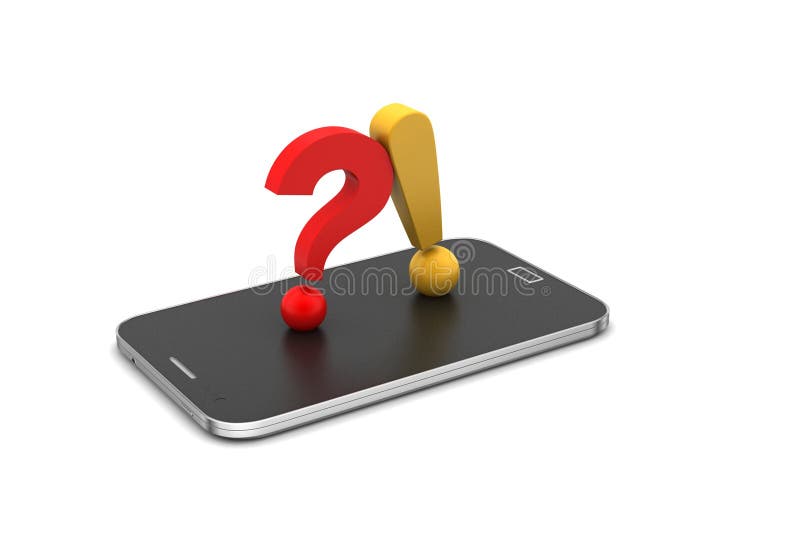 Question Mark with Exclamation Mark in a Smart Phone Stock Illustration ...